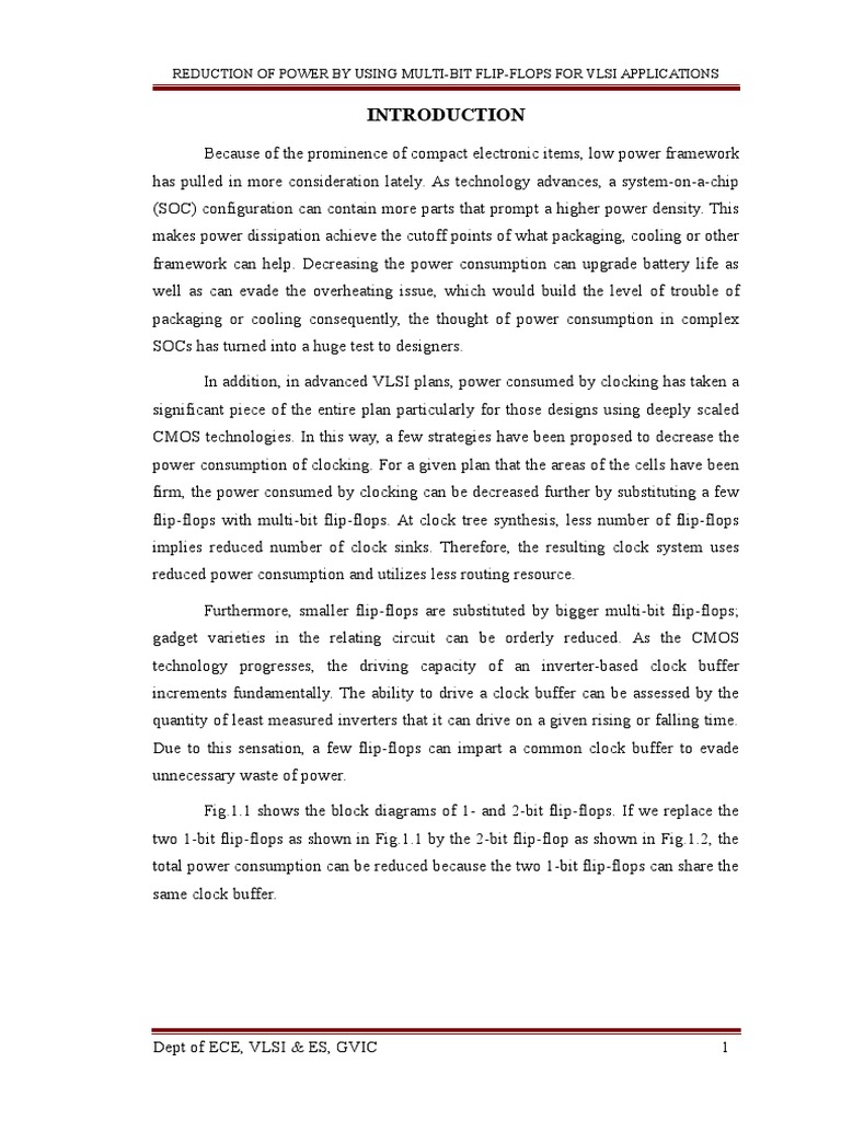 Reduction Of Power By Using Multi Bit Flip Flops For Vlsi Applications Pdf Integrated