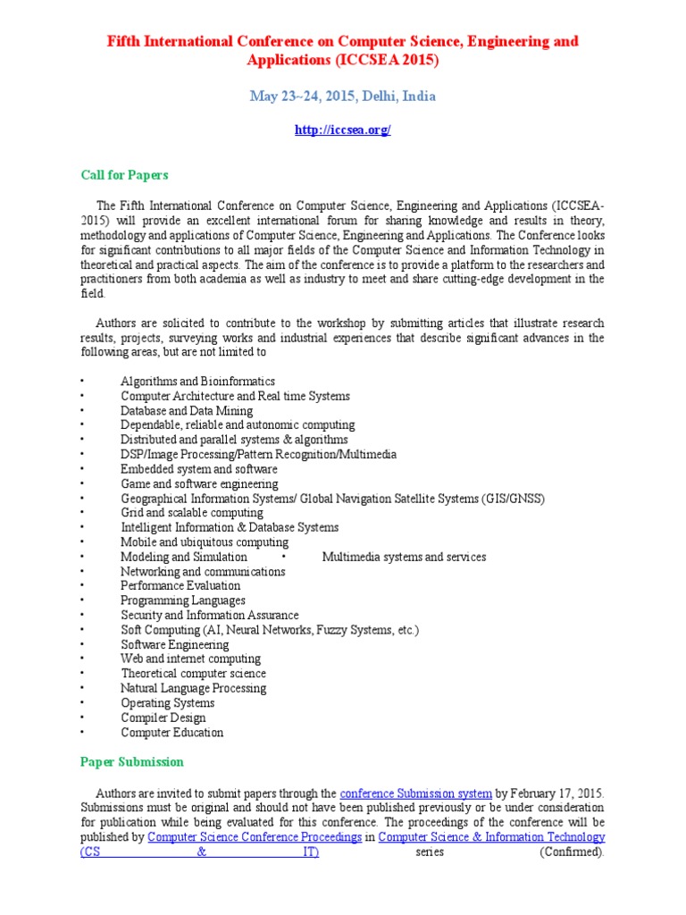 Fifth International Conference On Computer Science, Engineering and Applications (ICCSEA 2015 ...