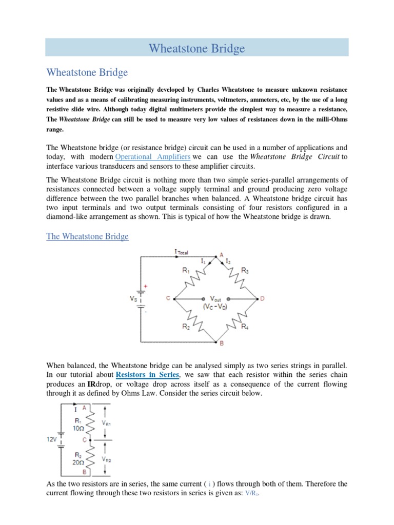 Wheatstone Bridge | PDF | Series And Parallel Circuits | Voltage