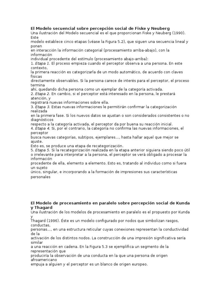 Modelo secuencial de Fiske y Neuberg | PDF | Filosofía | Ciencia y ...