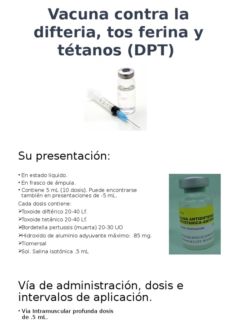 Presentación y dosis de la vacuna DPT | PDF | Salud y bienestar ...
