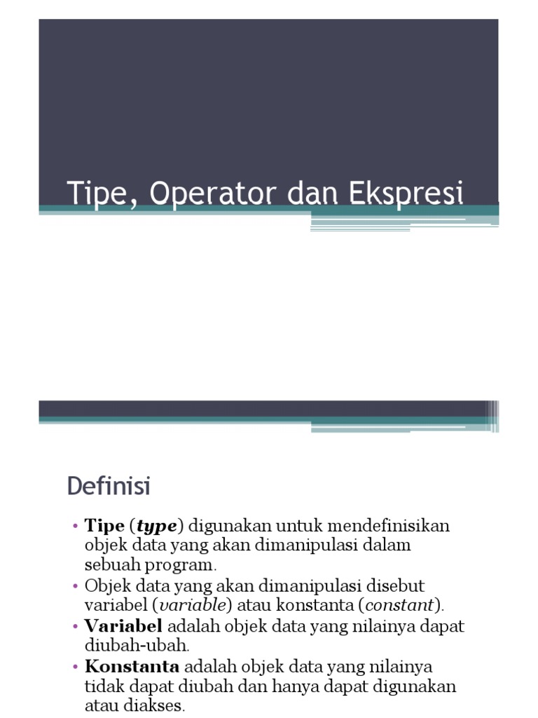 03 Tipe, Operator Dan Ekspresi | PDF | Teknologi & Rekayasa
