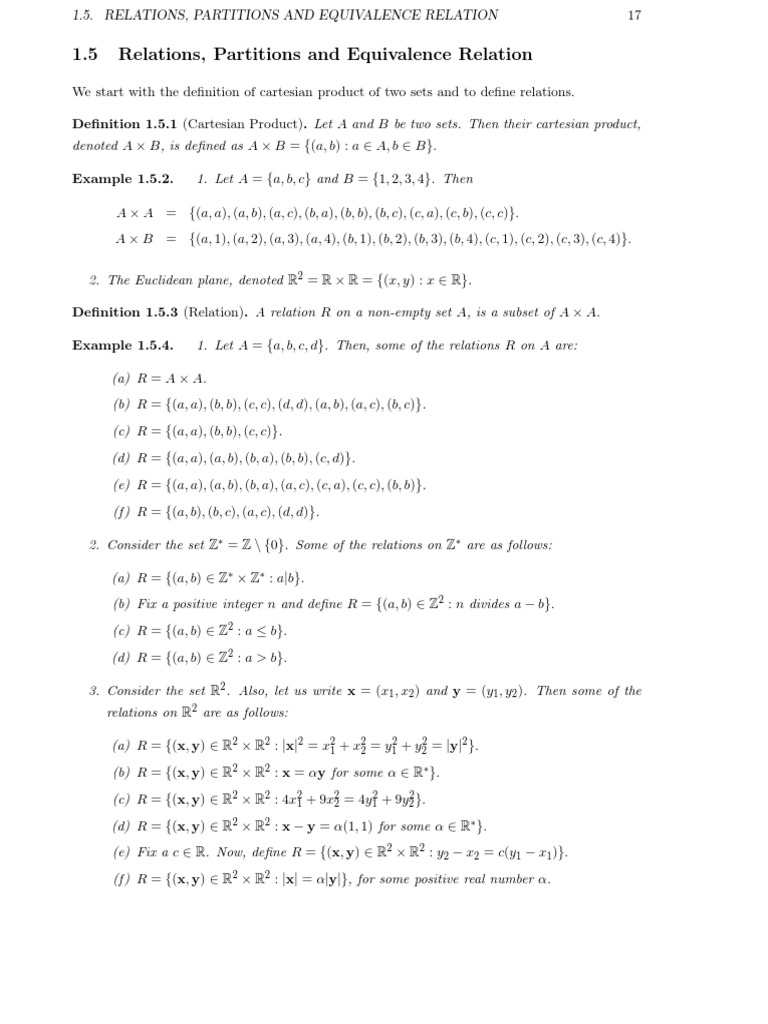 1.5 Relations, Partitions and Equivalence Relation | Download Free PDF | Empty Set | Set ...