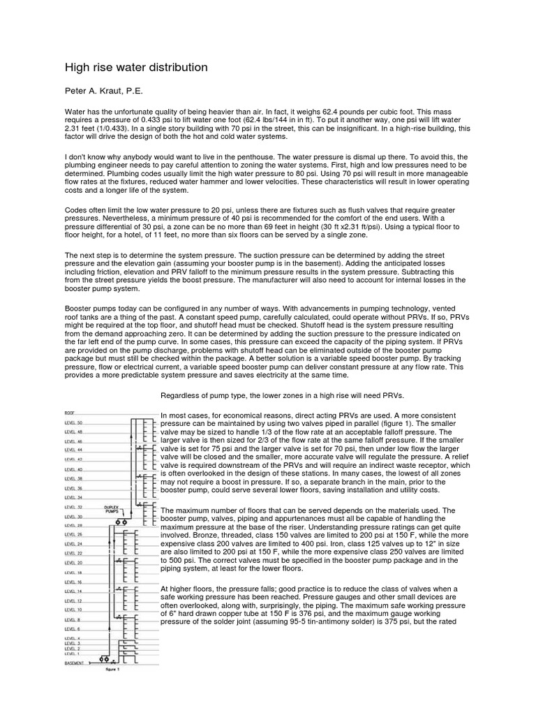 High Rise Water Distribution | PDF | Pump | Water Heating
