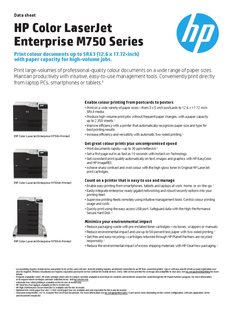 HP Color LaserJet Enterprise M750 Series | PDF | Printer (Computing ...