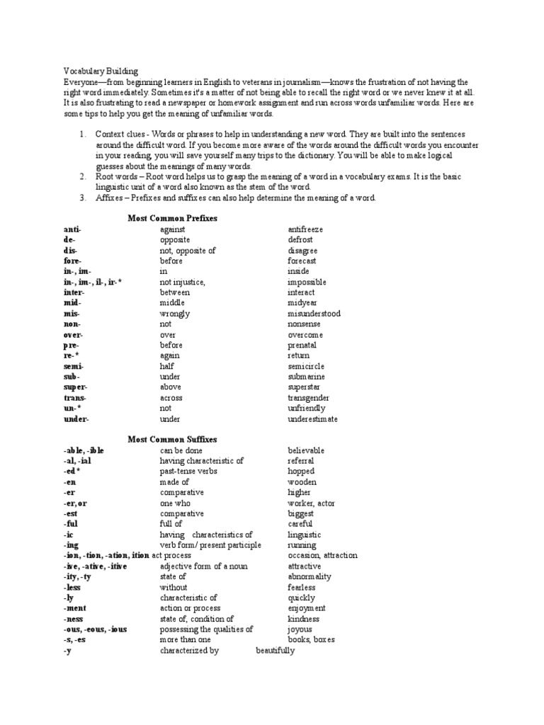 Vocabulary Building | PDF