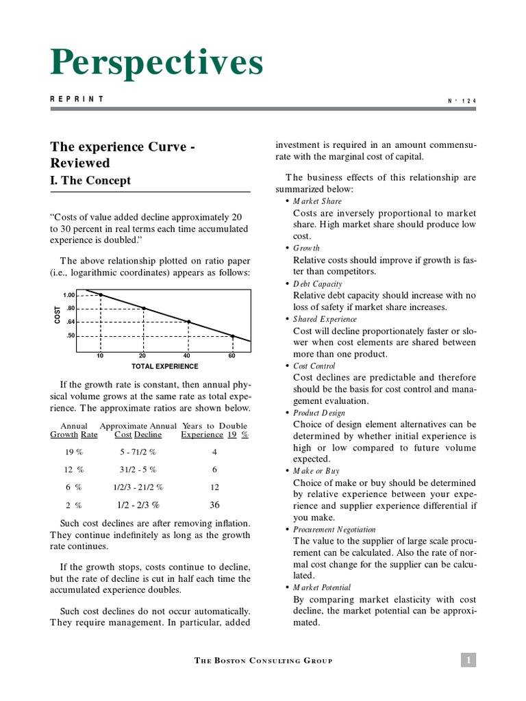 BCG Experience Curve I The Concept 1973 | PDF | Economic Growth | Economics