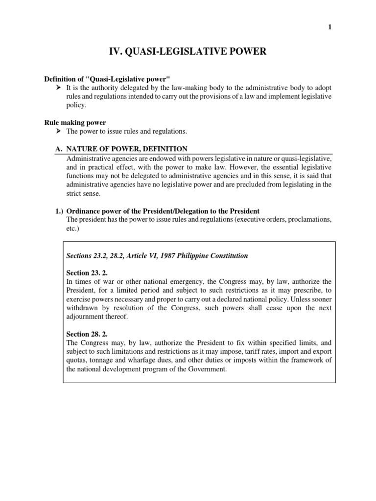 Understanding Quasi-Legislative Power | PDF | Veto | Rulemaking