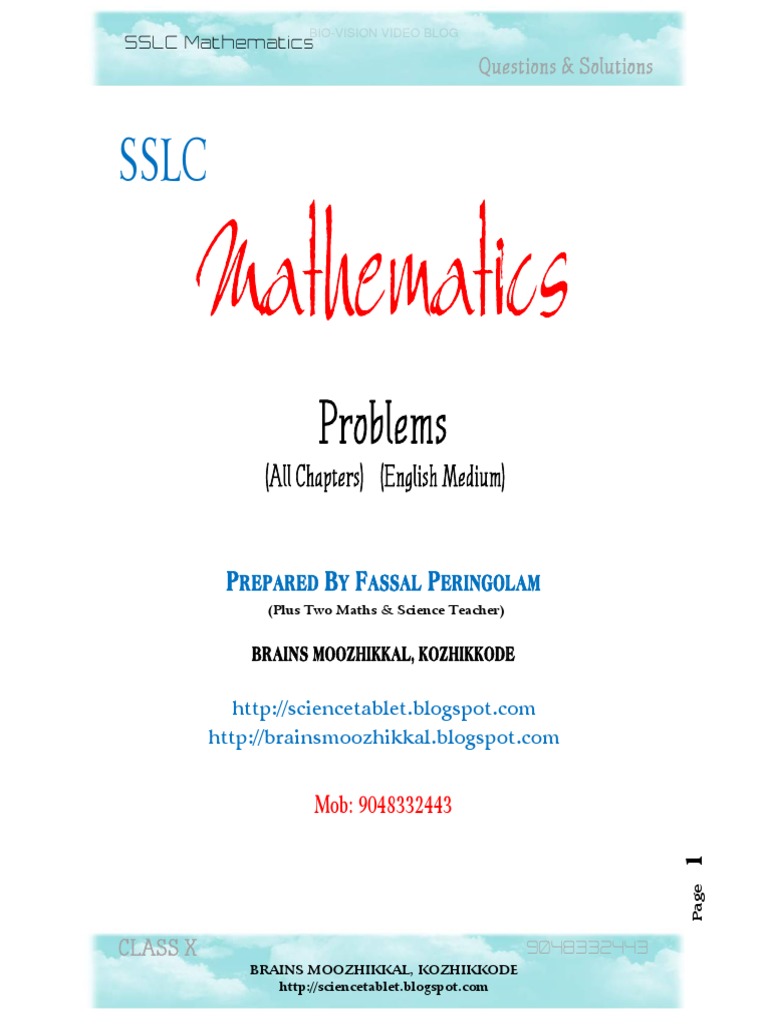 SSLC Math Guide for Class X Students | PDF | Sphere | Circle