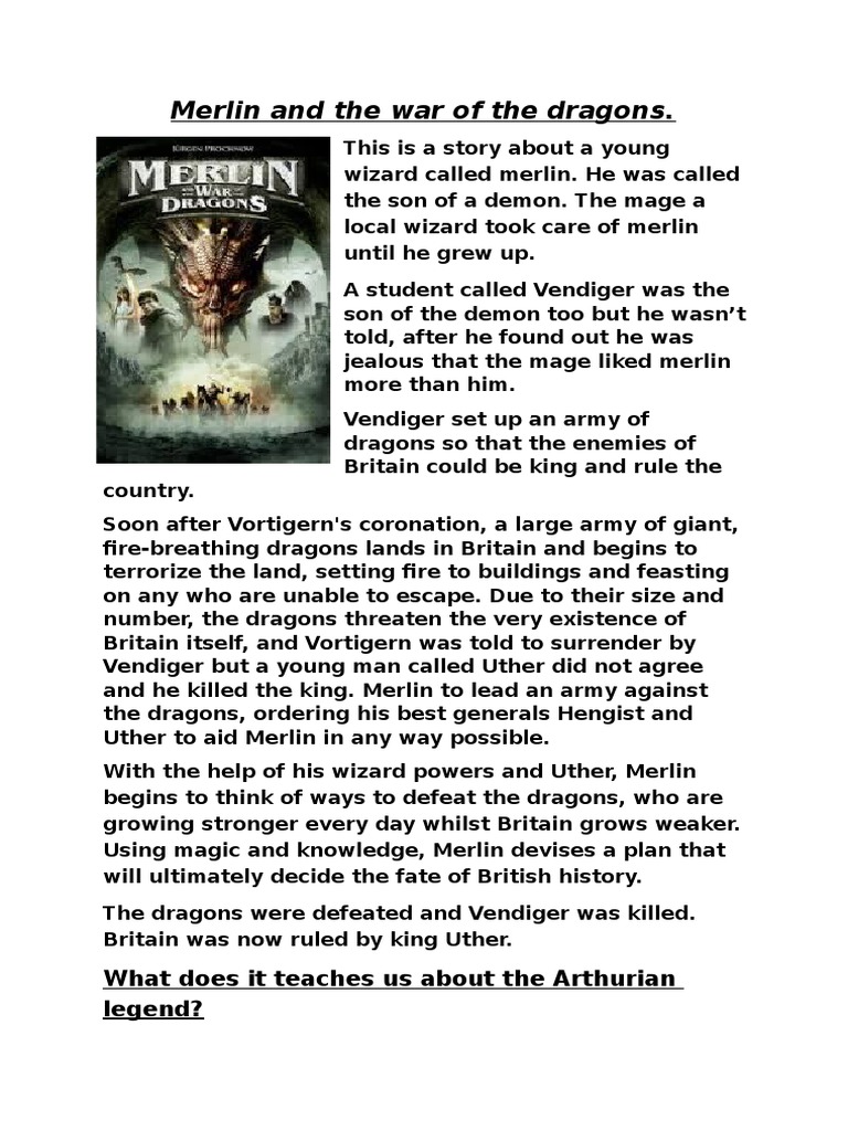 Merlin and the War of the Dragons | PDF | Merlin | Sub Roman Britain