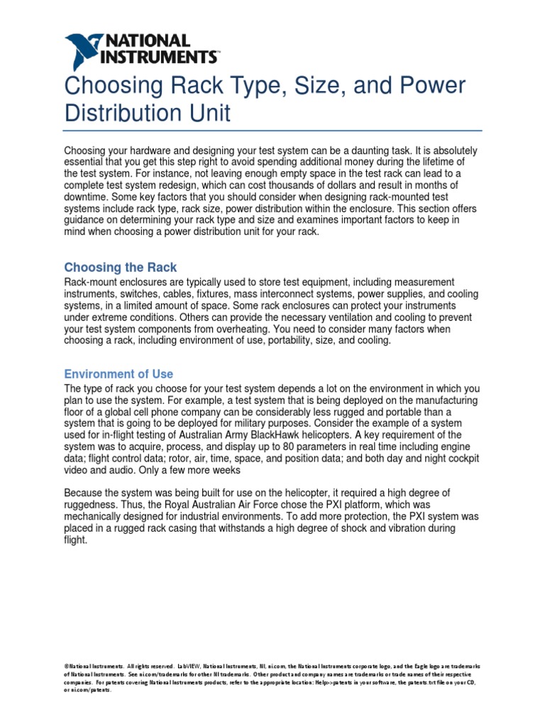 Choosing Rack Type, Size, and Power Distribution Unit | PDF ...