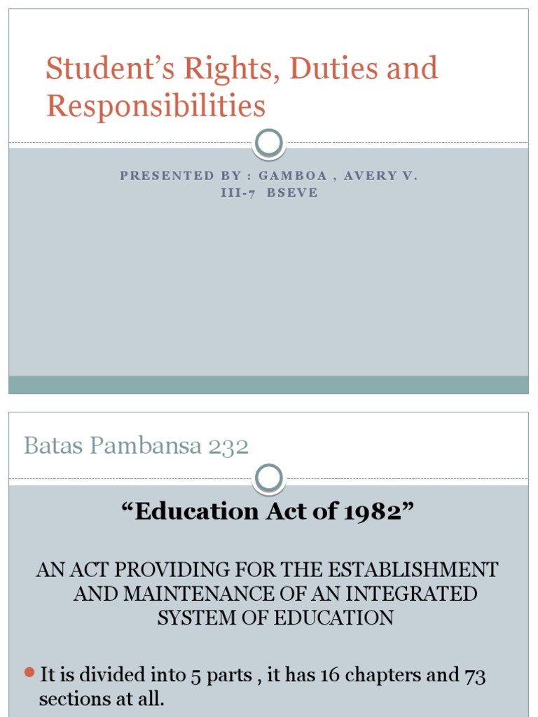 Student Rights and Responsibilities in RA 232 | PDF | Employment | U.S ...
