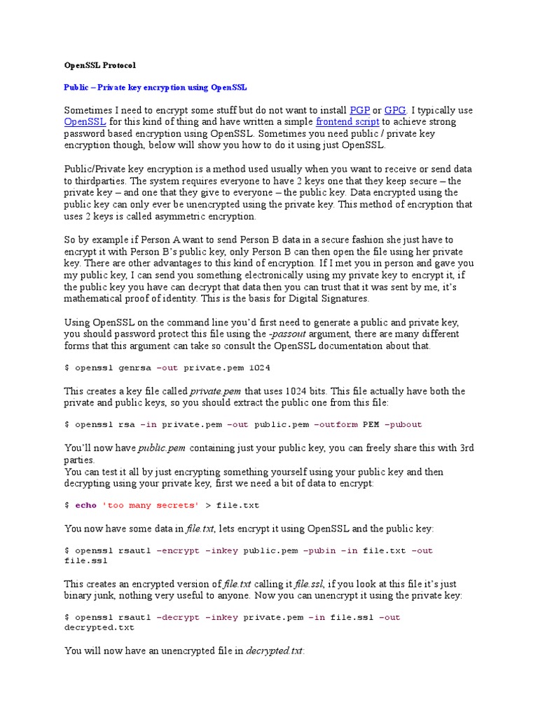 PGP GPG Openssl Frontend Script: Public - Private Key Encryption Using ...