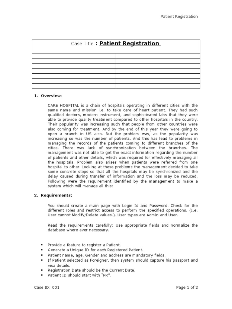 Patient Registration System Overview | PDF