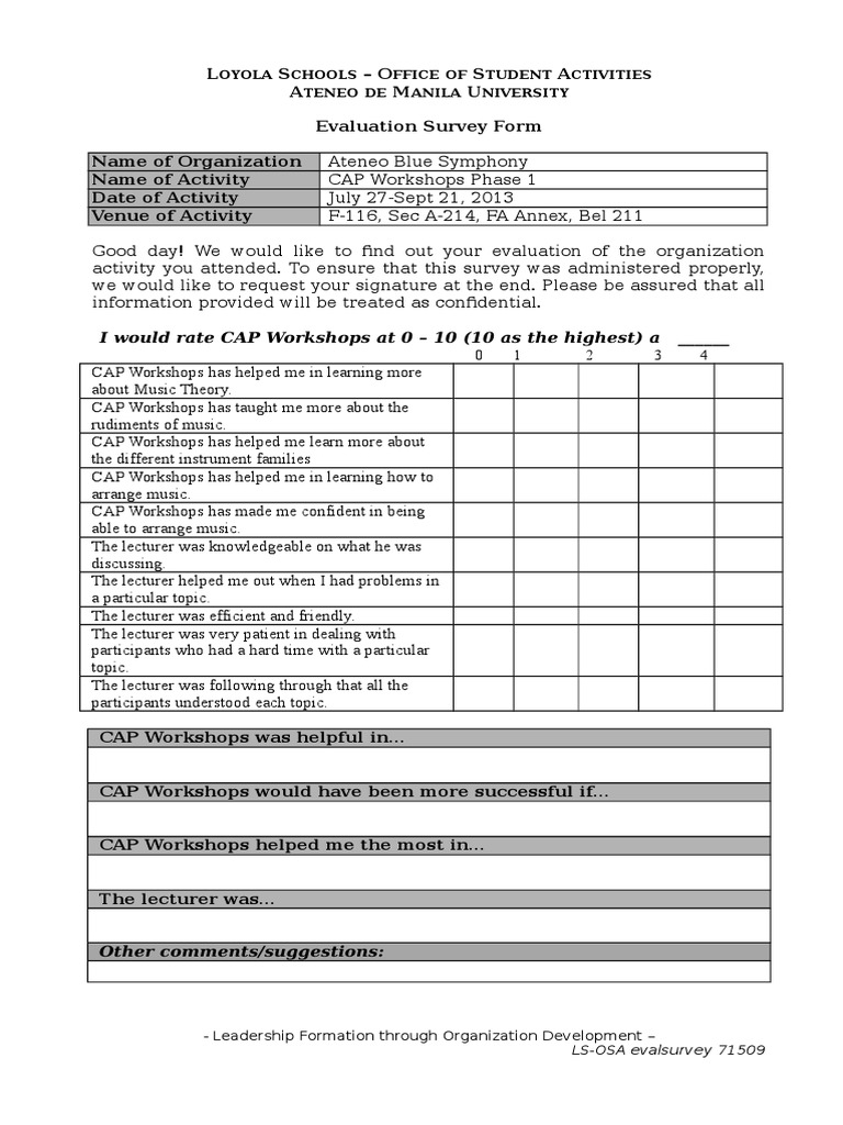OSA Evaluation Form | PDF