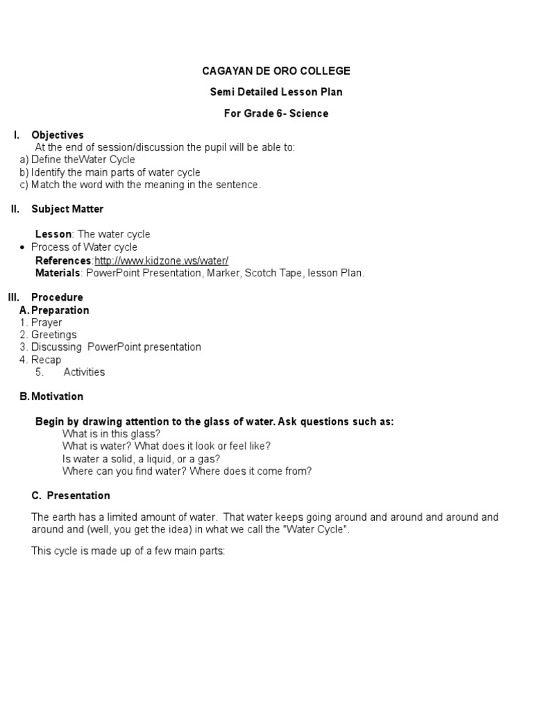 1final Semi Detailed Lesson Plan-Science - PT | PDF | Evaporation ...
