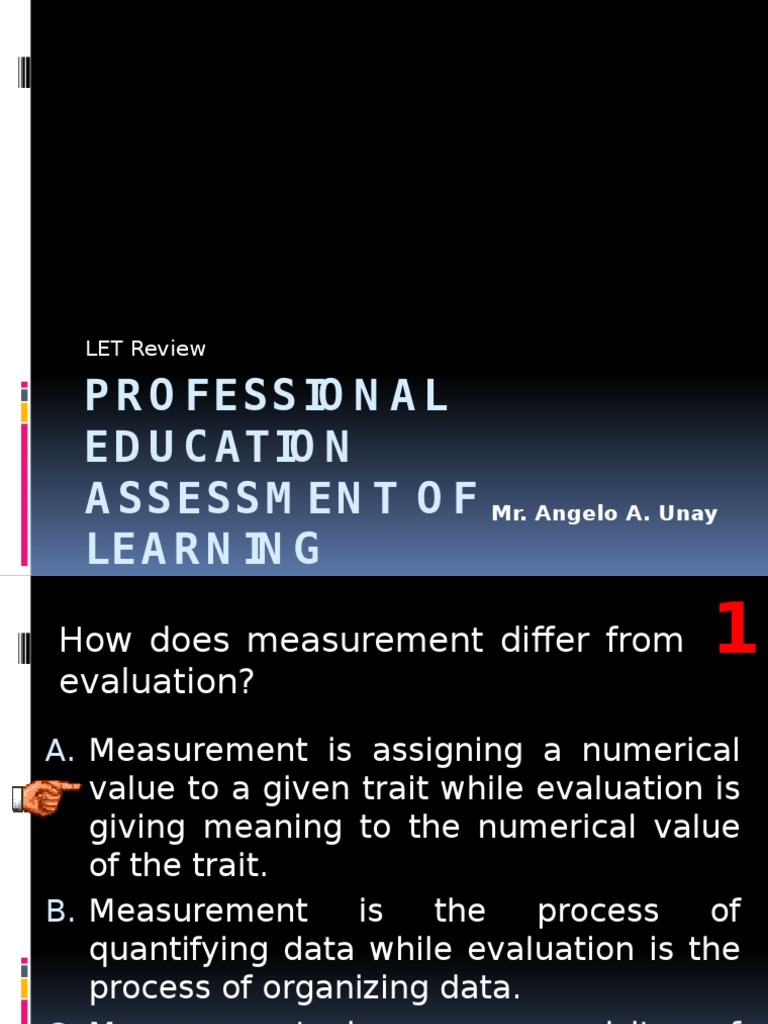 LET Review Assessment of Learning Test Items | PDF | Educational ...