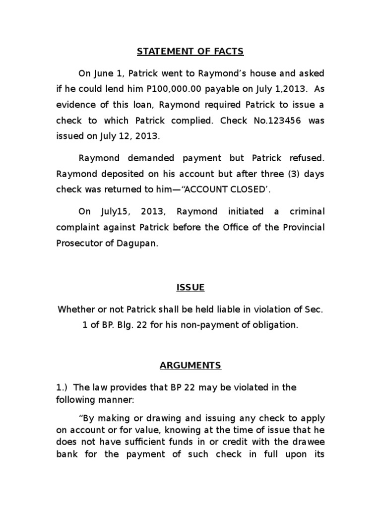 Statement of Facts | PDF