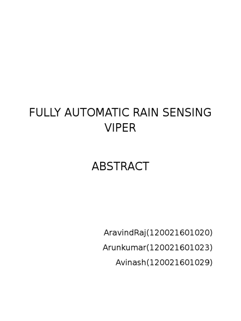 Fully Automatic Rain Sensing Viper | PDF | Automotive Technologies ...