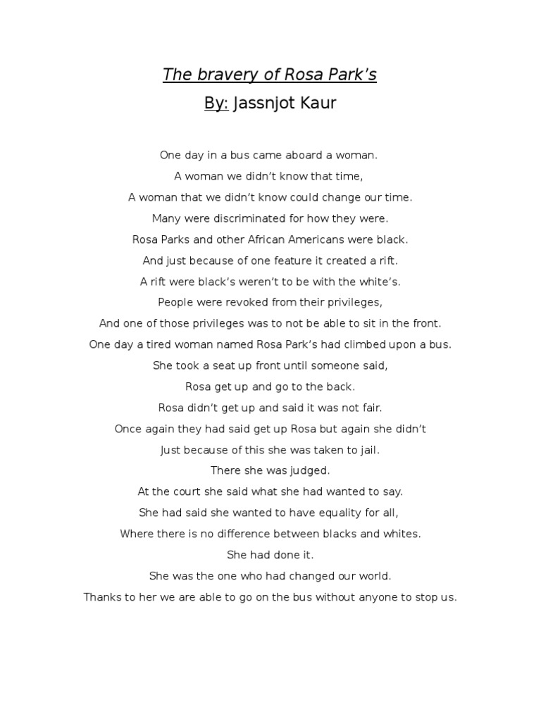 The Bravery of Rosa Park | PDF