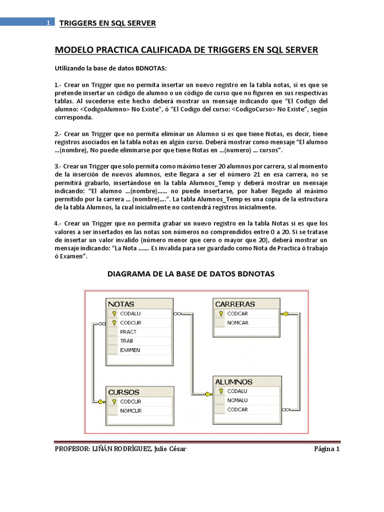 Modelo Practica Triggers en SQL Server | PDF