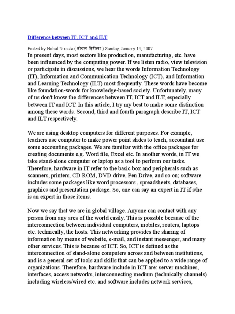 Difference Between IT and Ict | Educational Technology | Supercomputer