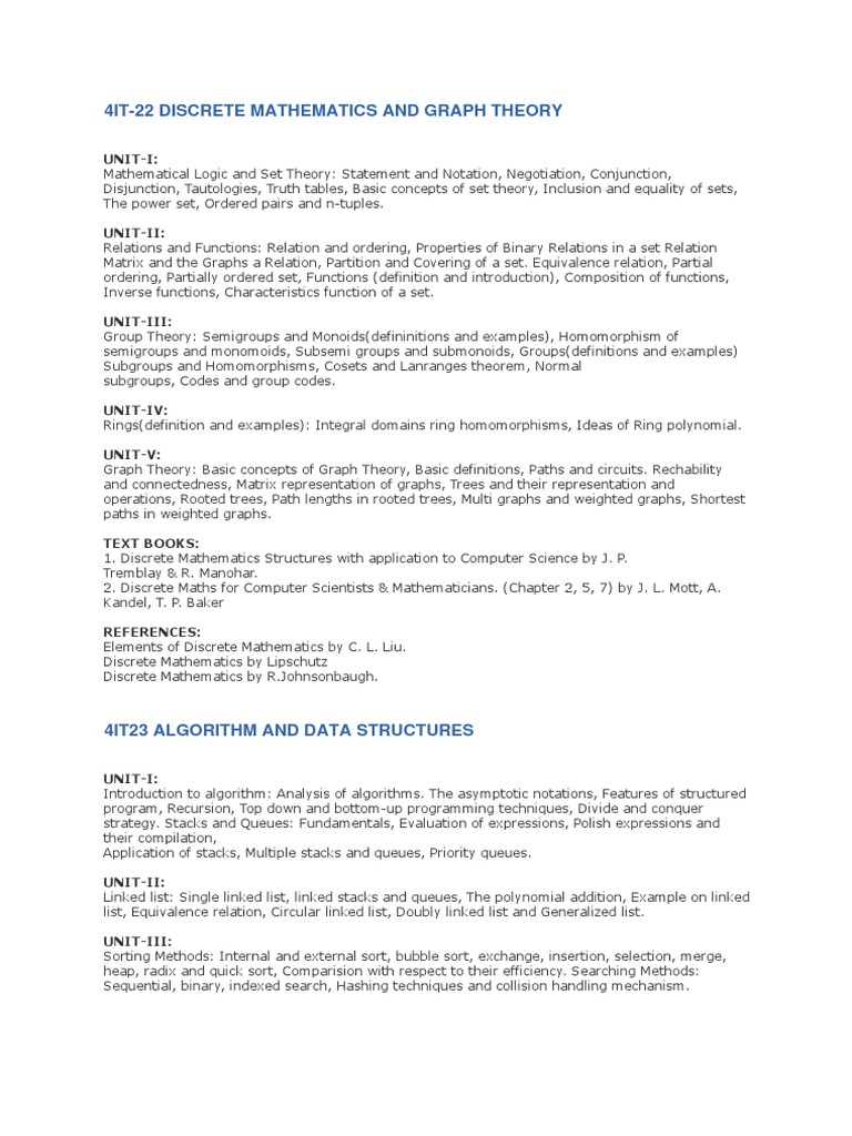 4it-22 Discrete Mathematics and Graph Theory: Unit-I | Download Free ...
