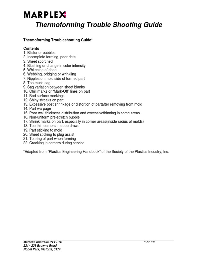 Thermoforming Troubleshooting Guide | PDF | Hvac | Vacuum