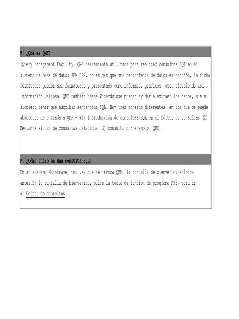 P. ¿Qué Es QMF? | PDF | SQL | Gestión de tecnología de la información