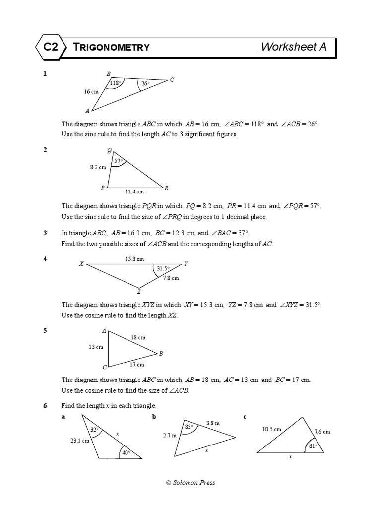 C2 Trigonometry - Questions | PDF | Trigonometric Functions | Sine