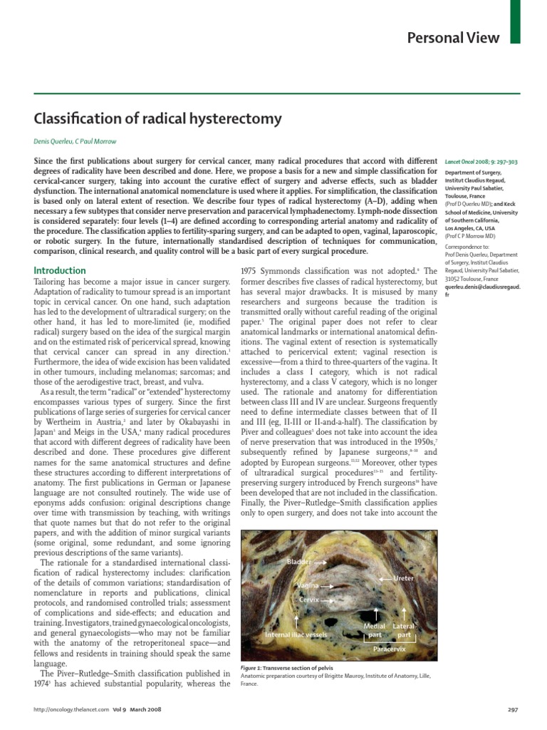 Classification of Radical Hysterectomy | PDF | Self-Improvement ...