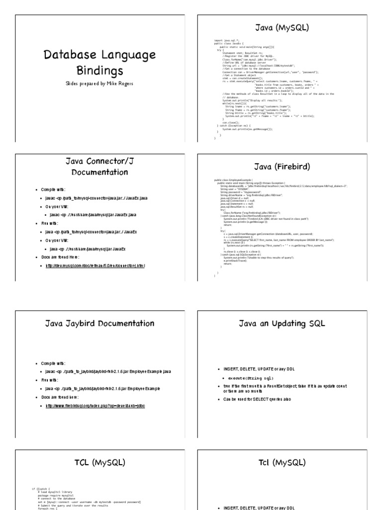 Database Language Bindings Java Mysql Pdf Sql My Sql