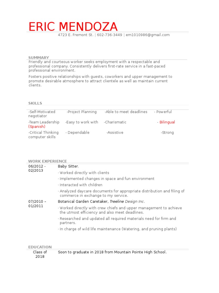 Eric Mendoza Resume | PDF