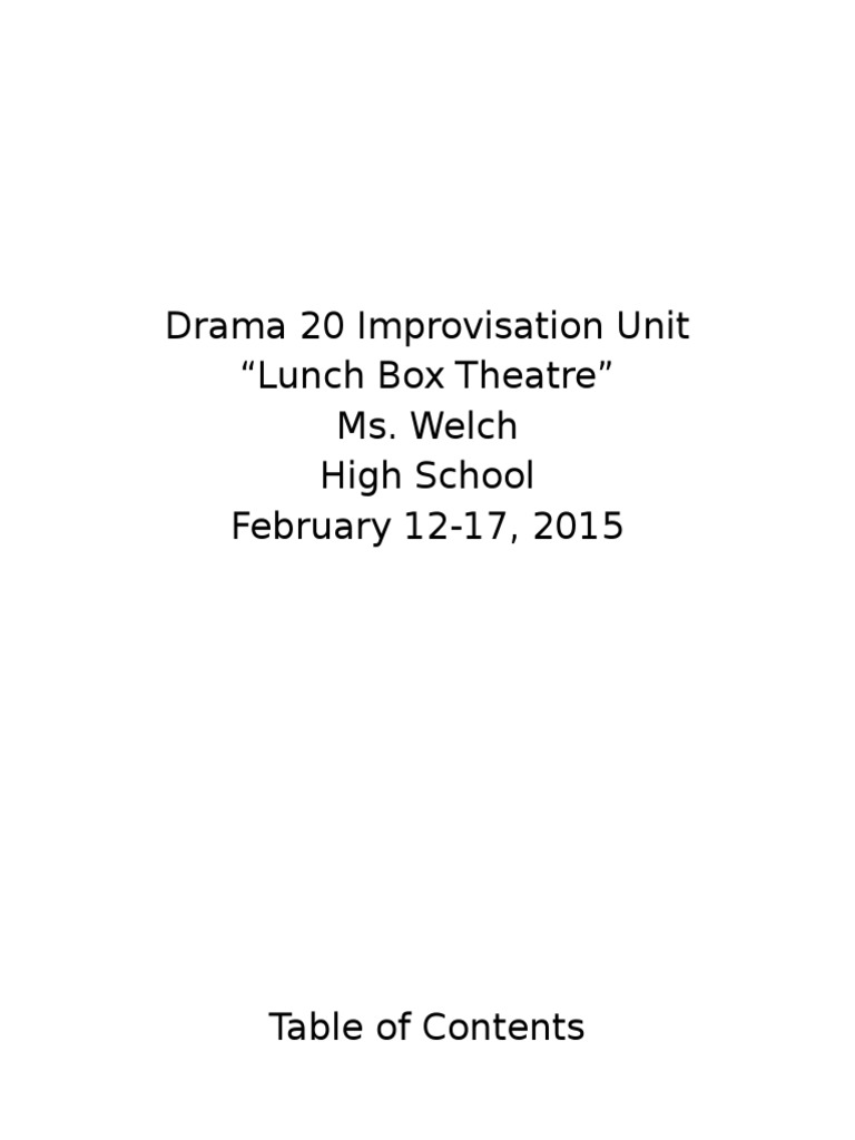 Drama 20 Improvisation Unit | PDF | Improvisational Theatre | Improvisation