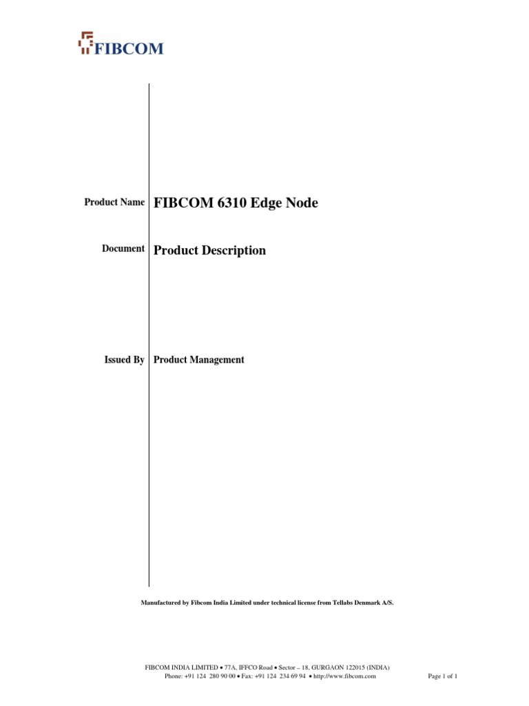 FIBCOM 6310 Edge Node: Product Description | PDF | Digital Subscriber ...