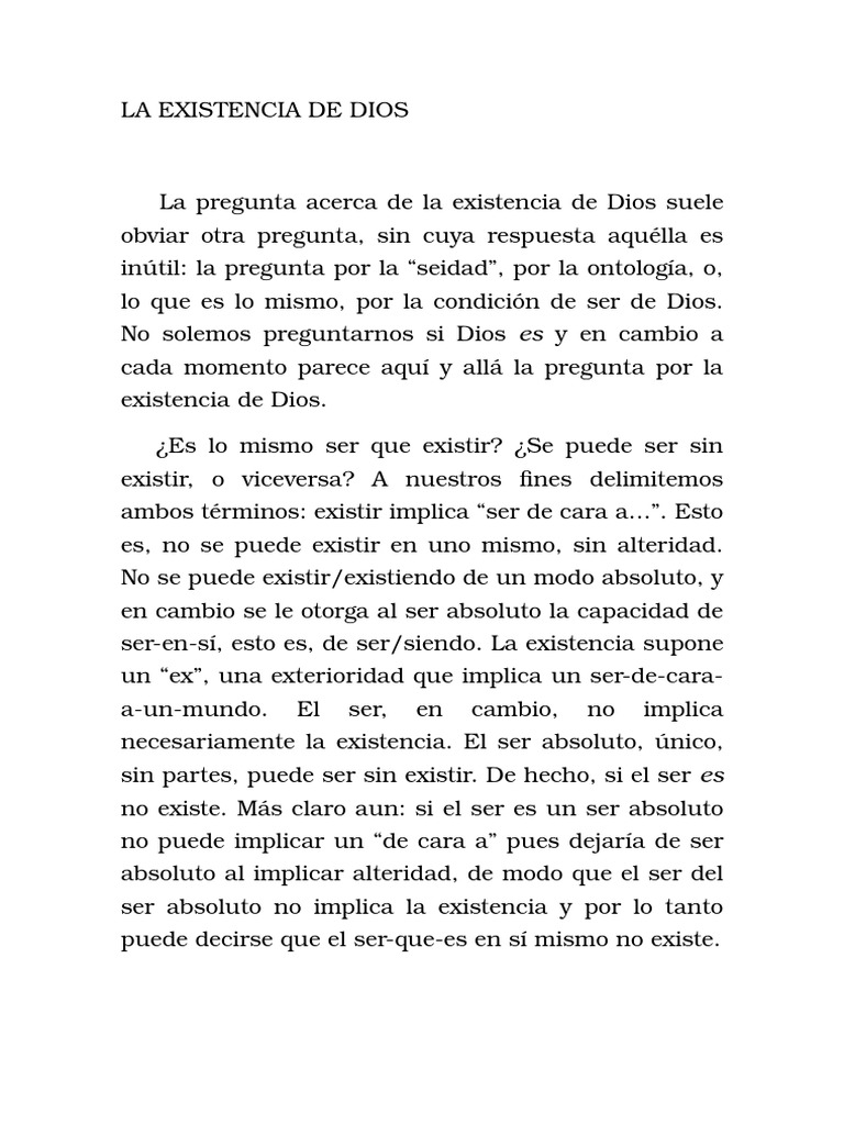 La Existencia de Dios | PDF | Existencia | Filosofía