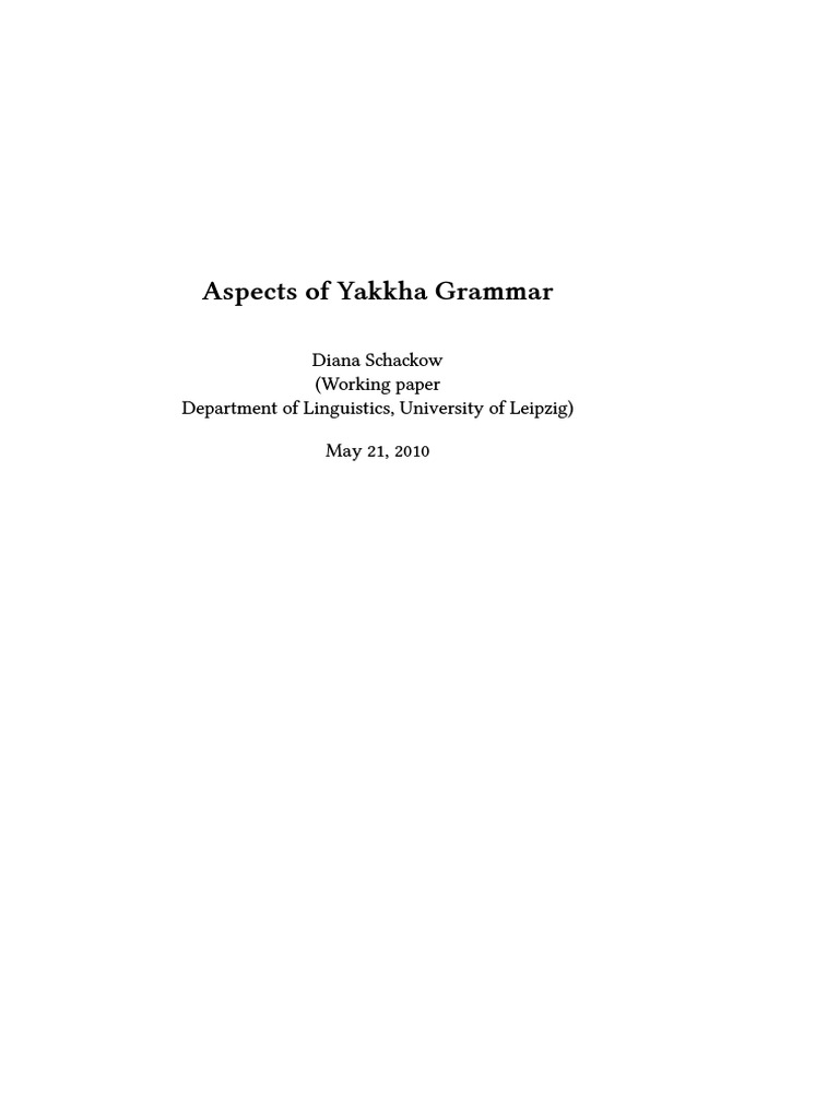 Sketch of Yakkha Grammar | PDF | Grammatical Number | Phoneme
