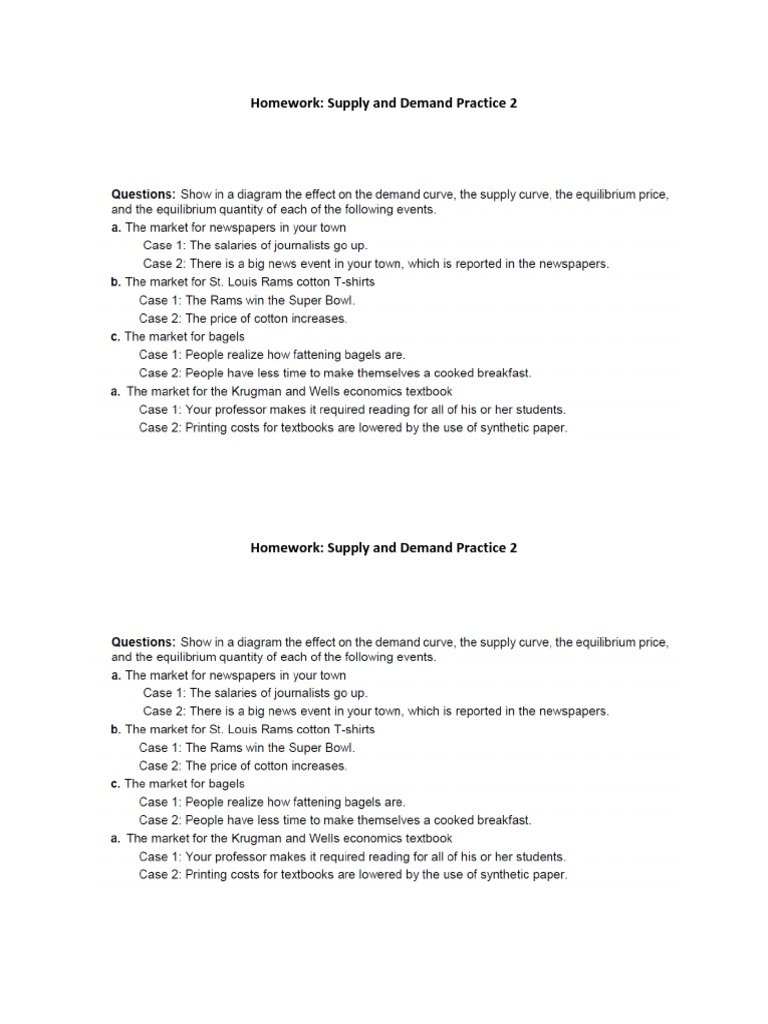 Homework Supply and Demand 2 | PDF