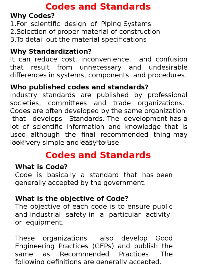 Codes and Standards | PDF | Pipe (Fluid Conveyance) | Steel