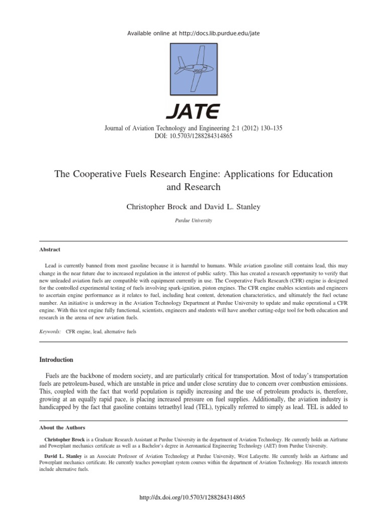 The Cooperative Fuels Research Engine - Applications For Education ...