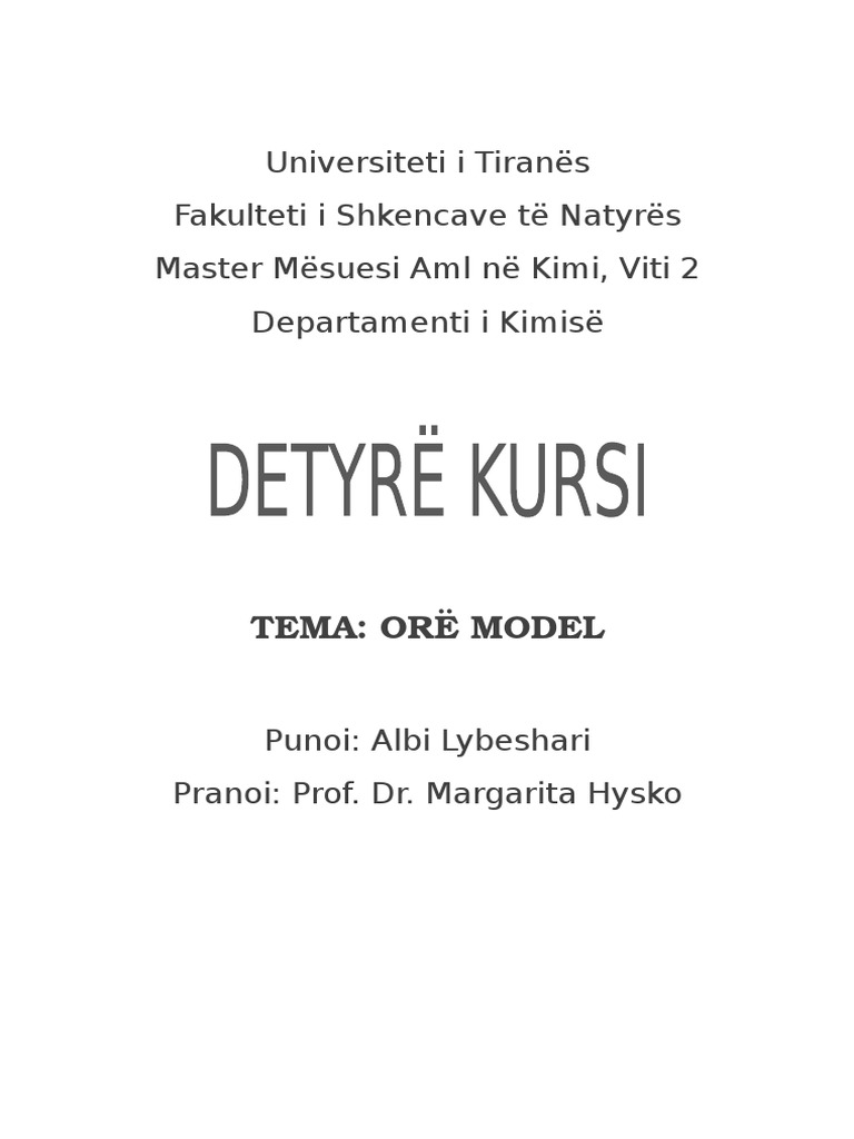 Faqja e Pare Ore Modeli Biologji.. | PDF