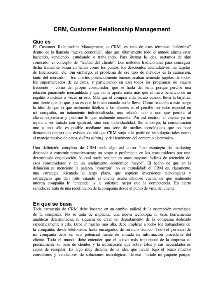 CRM, Customer Relationship Management | PDF