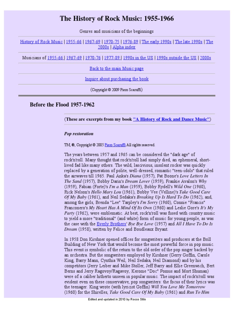 The History of Rock Music: 1955-1966 | PDF | Rock Music | Popular Music