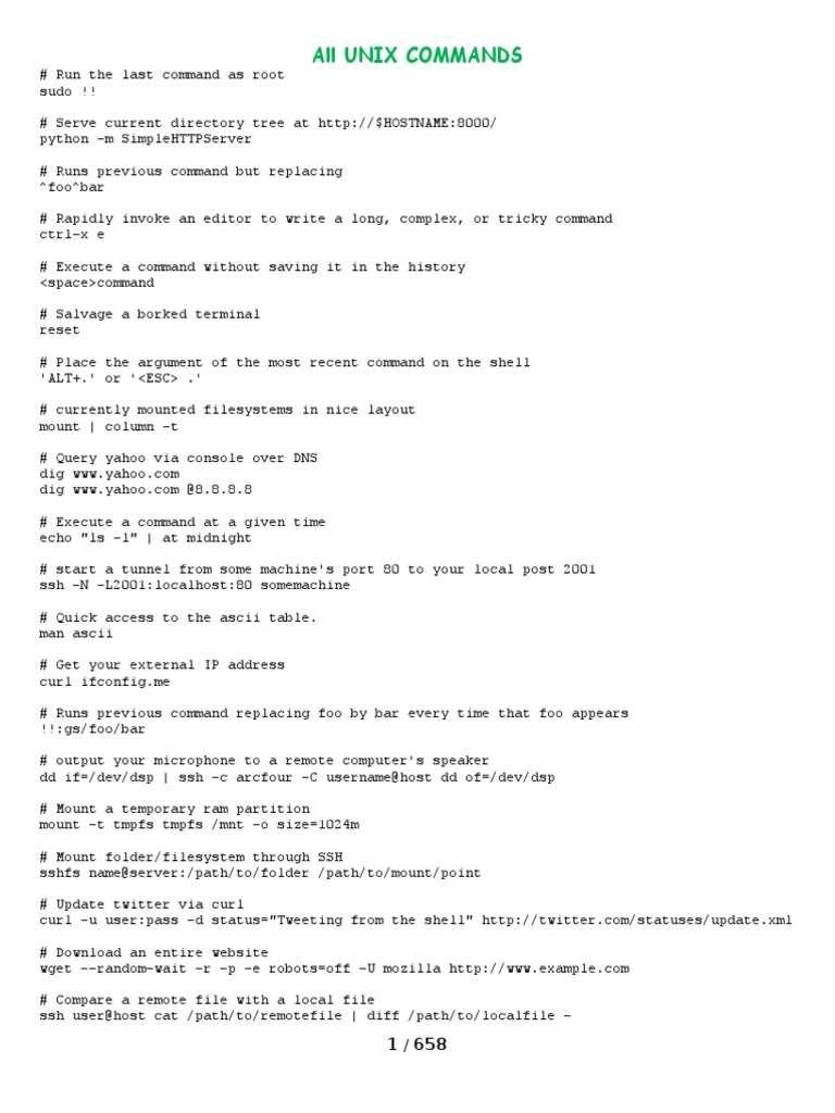Essential UNIX Commands Guide | PDF | Computer File | Command Line ...