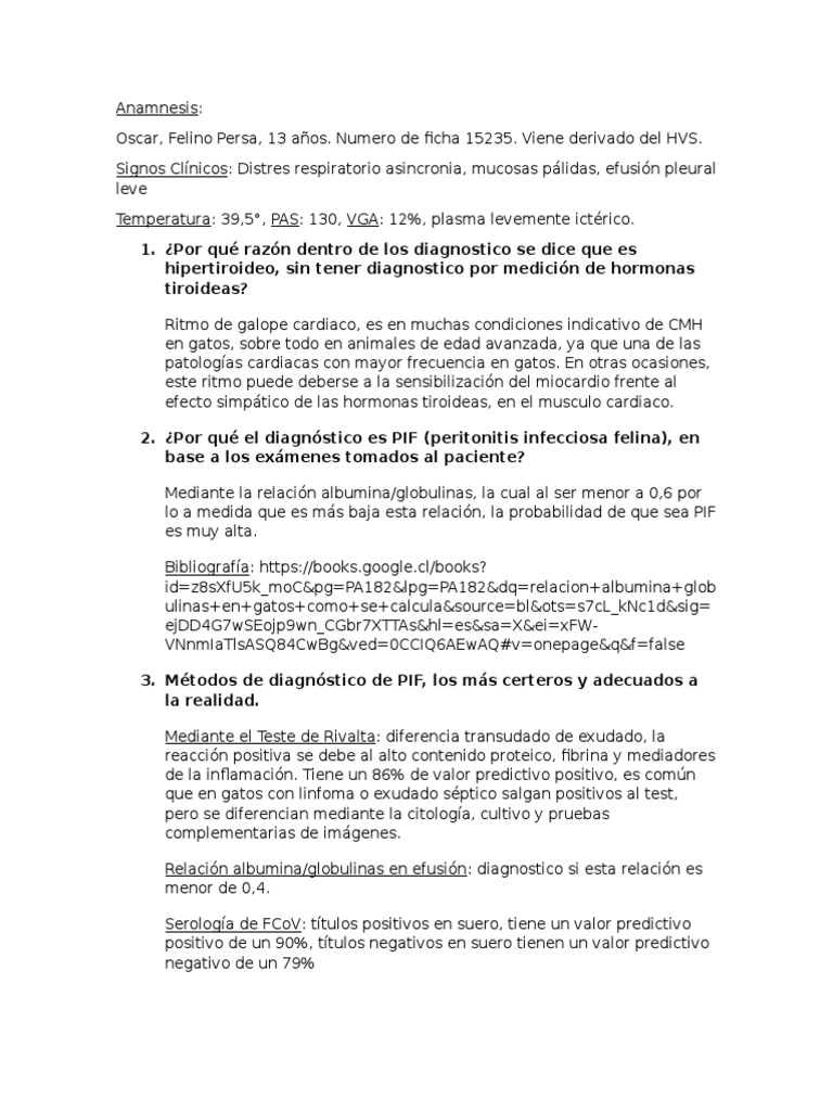 Oscar, Pif | PDF | Diagnostico medico | Gatos
