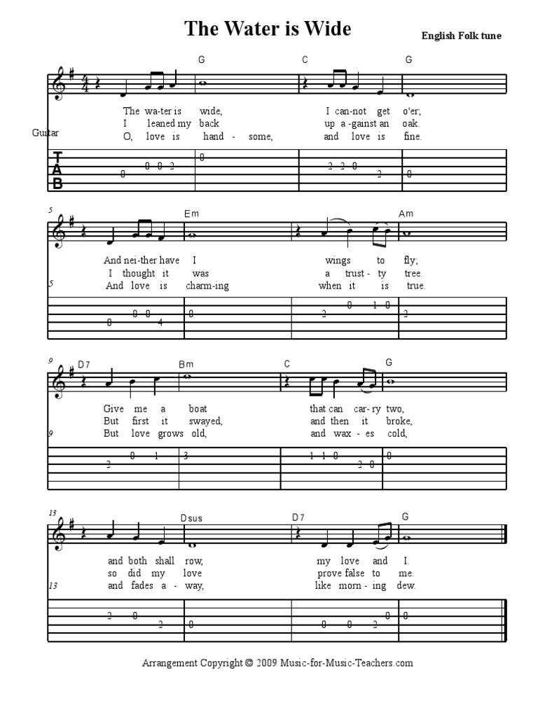 Water Is Wide Guitar in G | PDF | Art