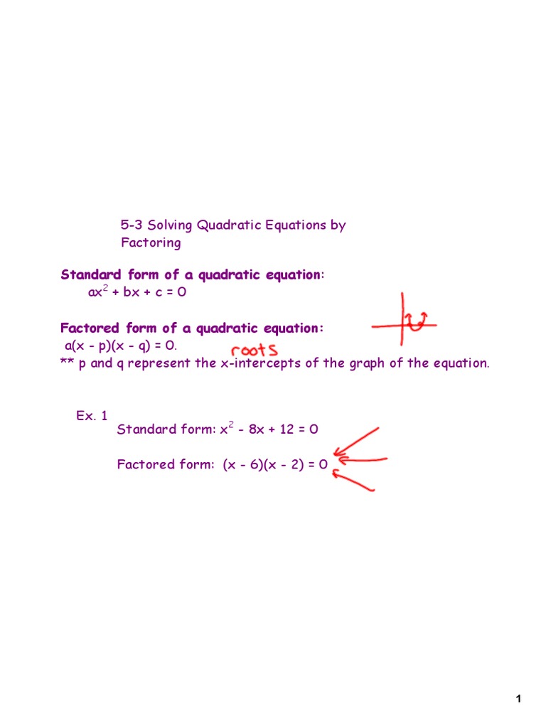 Solving Quadratic Equations by Factoring | PDF