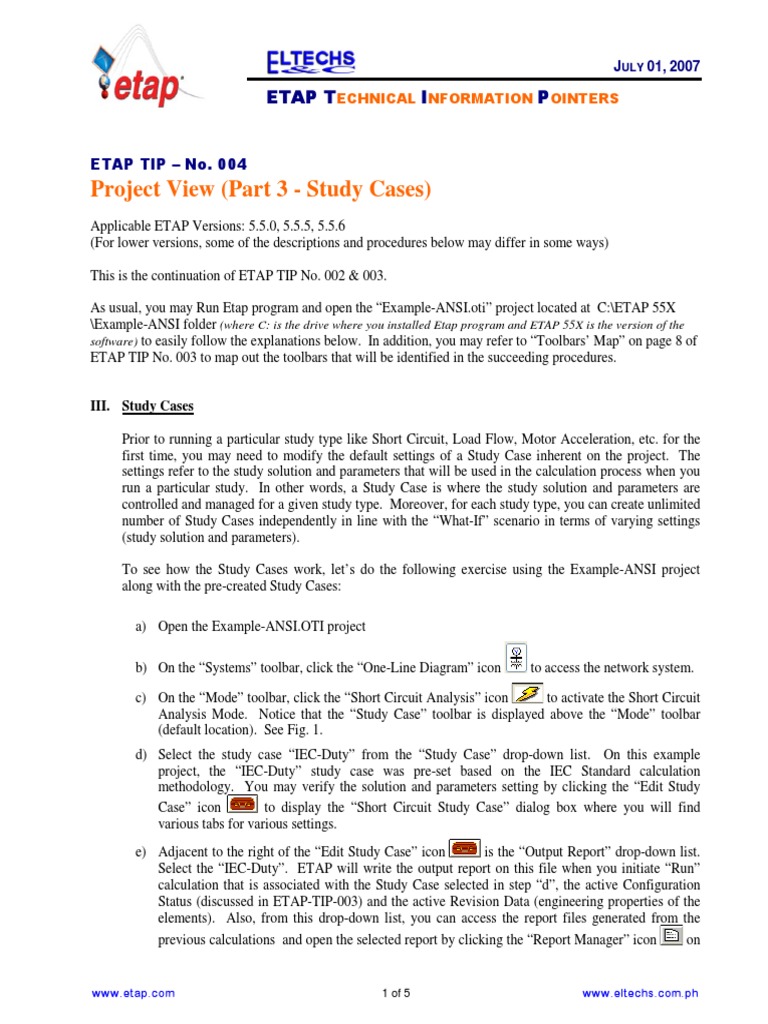 Project View (Part 3 - Study Cases) : Etap T I P | PDF | Icon (Computing) | Parameter (Computer ...