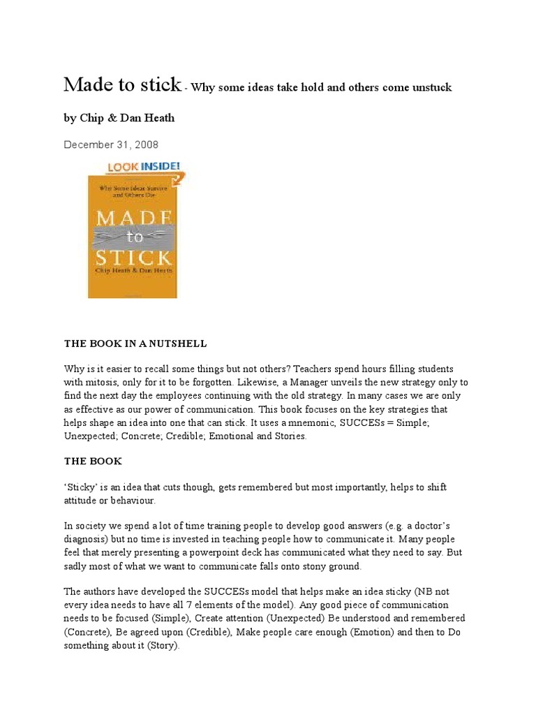 Made To Stick | PDF | Nominal Rigidity | Emotions