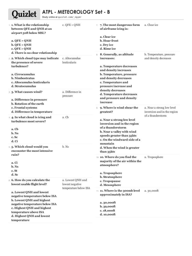 Atpl - Meteorology Set | Download Free PDF | Atmospheric Pressure | Wound